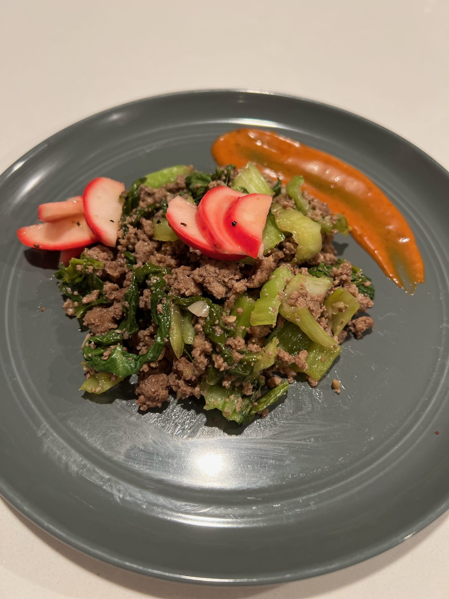 Spicy Beef Stirfry with quick Pickled Radishes - Breast Cancer Conqueror